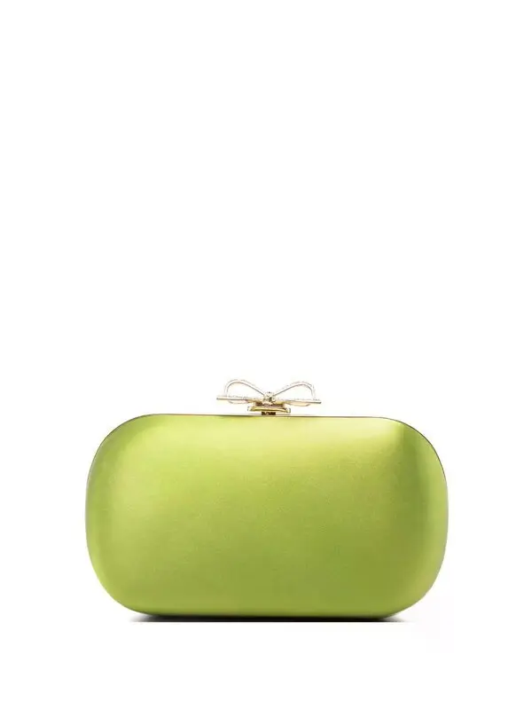SELF-PORTRAIT Bow Detail Clutch Bag - Green