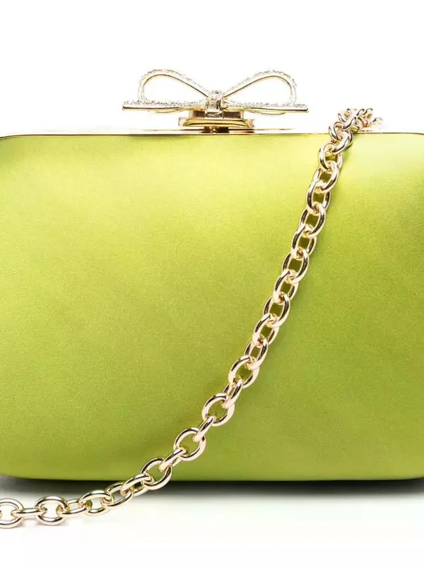 SELF-PORTRAIT Satin Clutch Bag - Green