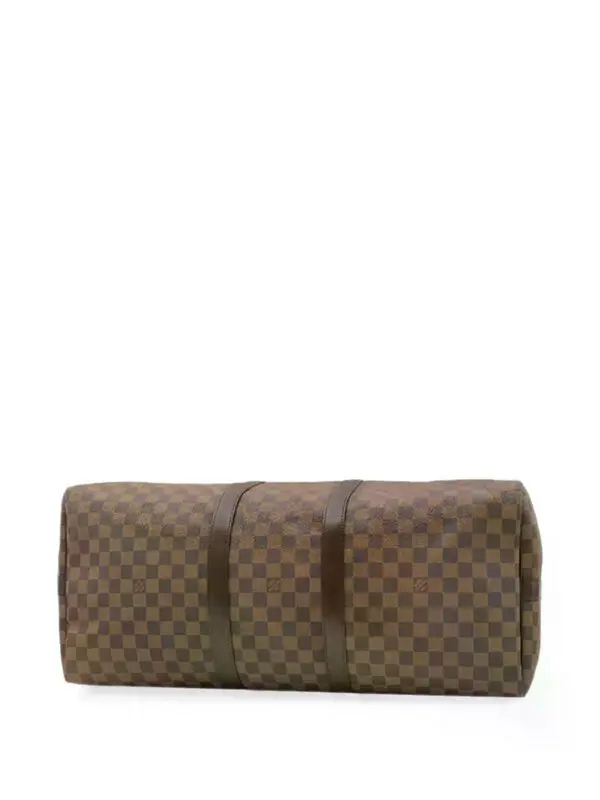 LOUIS VUITTON Damier Ebene Keepall Bandouliere 55 Travel Bag - Brown