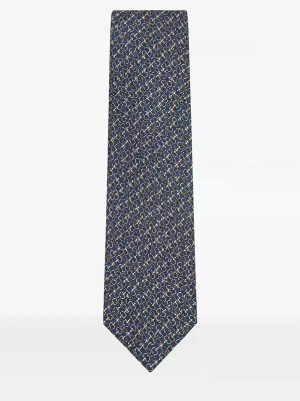 TOMBOLINI Silk Horsebit Print Neck Tie - Blue