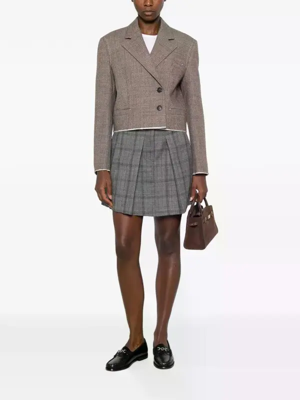 TELA Check-pattern Pleated Mini Skirt