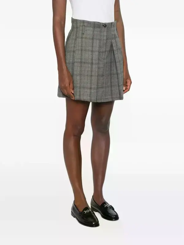 TELA Check-pattern Pleated Mini Skirt