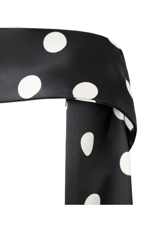 Mango Polka Dot Strapless Midi Dress With Scarf Detail