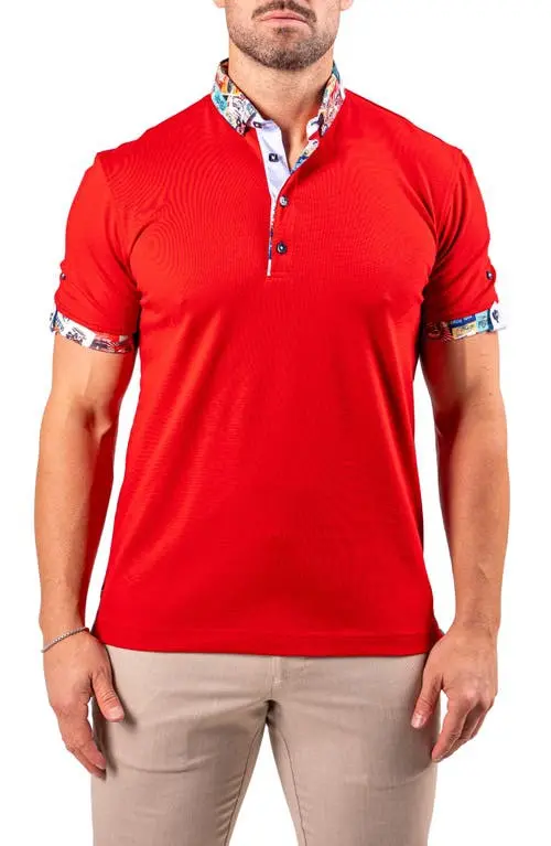 MACEOO Collarsolidscarlet Button-down Polo