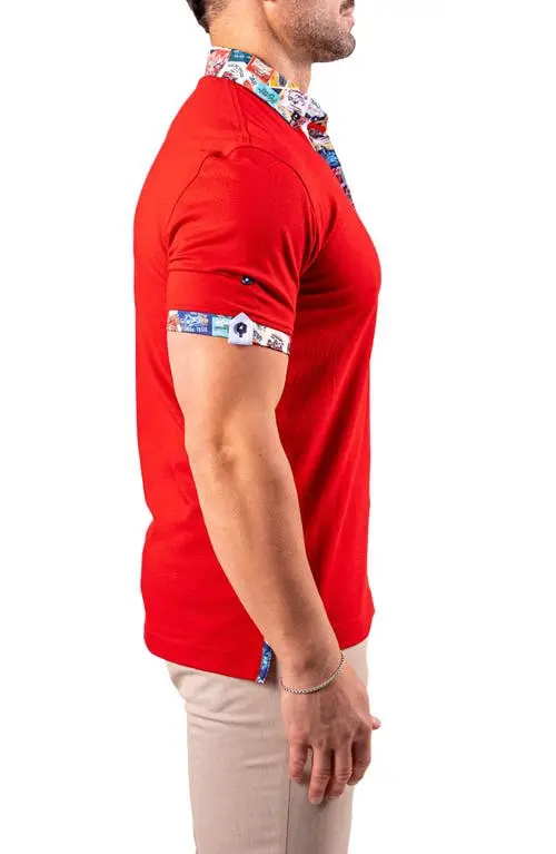 MACEOO Collarsolidscarlet Button-down Polo