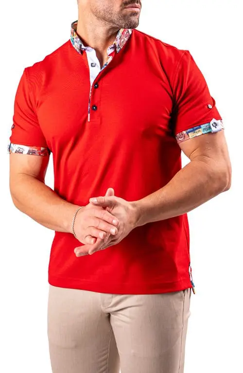 MACEOO Collarsolidscarlet Button-down Polo
