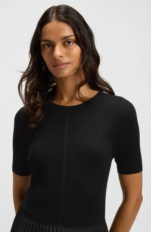 BOSS Fadridi Mixed Media Midi Dress - Black