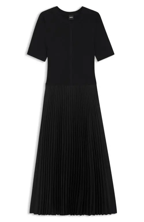 BOSS Fadridi Mixed Media Midi Dress - Black