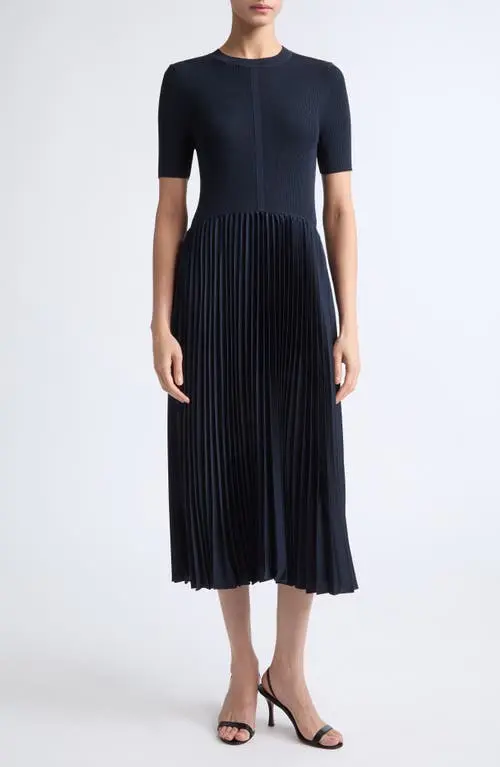 BOSS Fadridi Mixed Media Midi Dress - Dk Bu