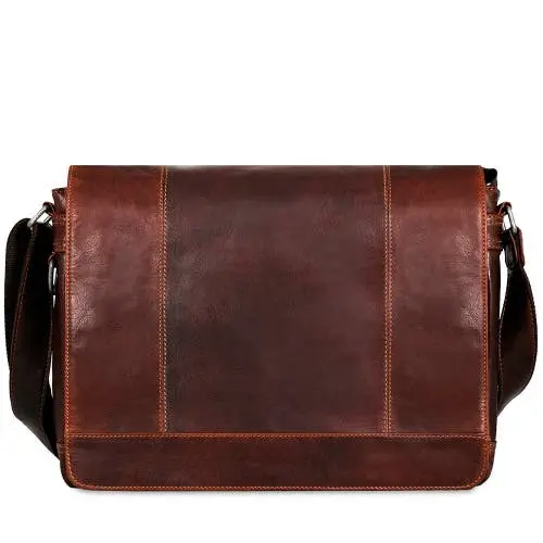 JACK GEORGES Voyager Full-size Leather Messenger Bag - Brown