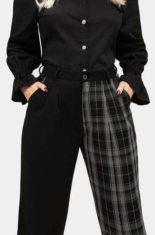 DISTURBIA Checkmate High Waist Tapered Trousers