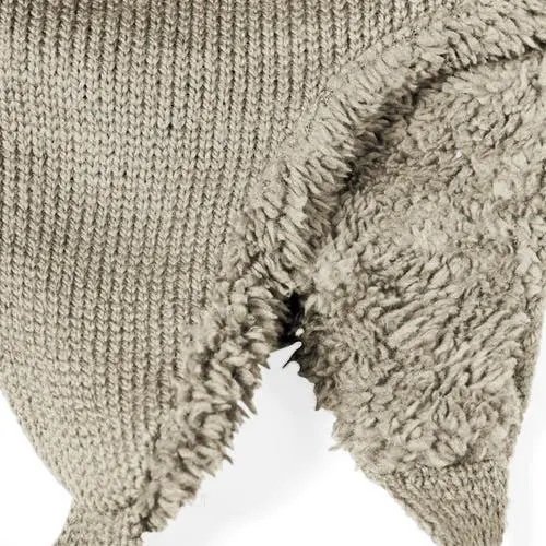 NIRVANNA DESIGNS Merino Wool Earflap Hat With Chin Ties - Linen