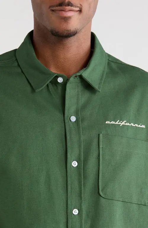 PACSUN Sportster Cotton Canvas Button-up Shirt