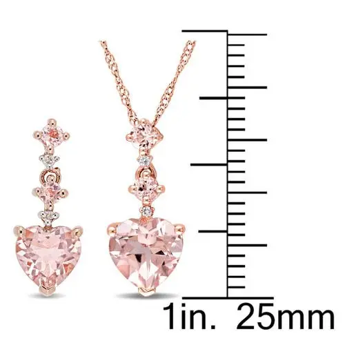 JULIANNA B. 14k Rose Gold And Diamond Heart Dangle Necklace And Earrings Set