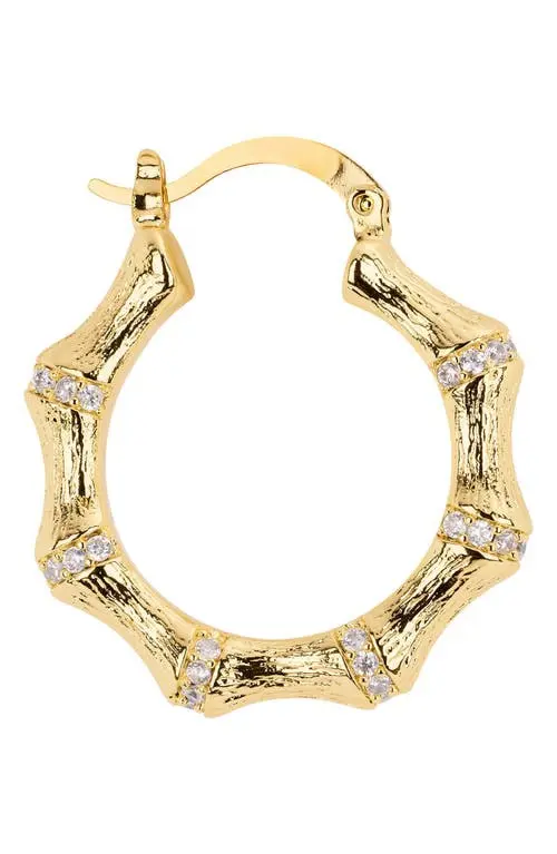 ATHRA LUXE Cubic Zirconia Bamboo Hoop Earrings