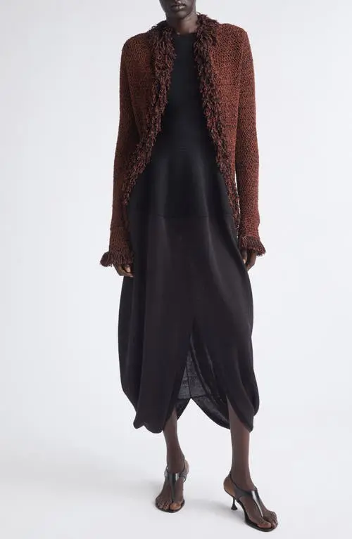 Proenza Schouler Textured Jacquard Top With Fringed Edges - Black/copper