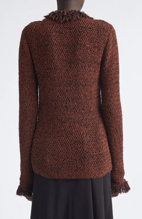 Proenza Schouler Textured Jacquard Top With Fringed Edges - Black/copper