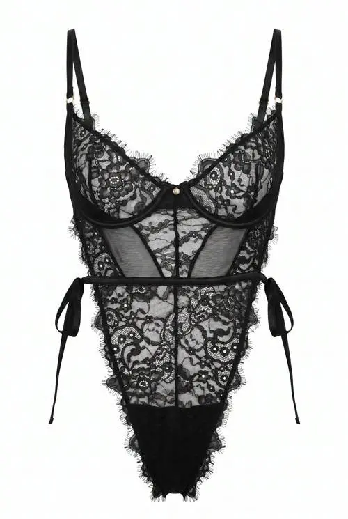 HOUSE OF SILK Cynthia Bodysuit - Black