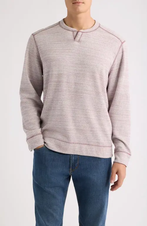 Tommy Bahama Fairmonte Abaco Reversible Notch Neck Sweatshirt - Maroon Heather