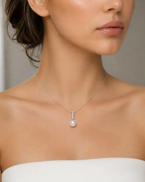 The Pearl Source South Sea Pearl Dangling Diamond Pendant - White Gold