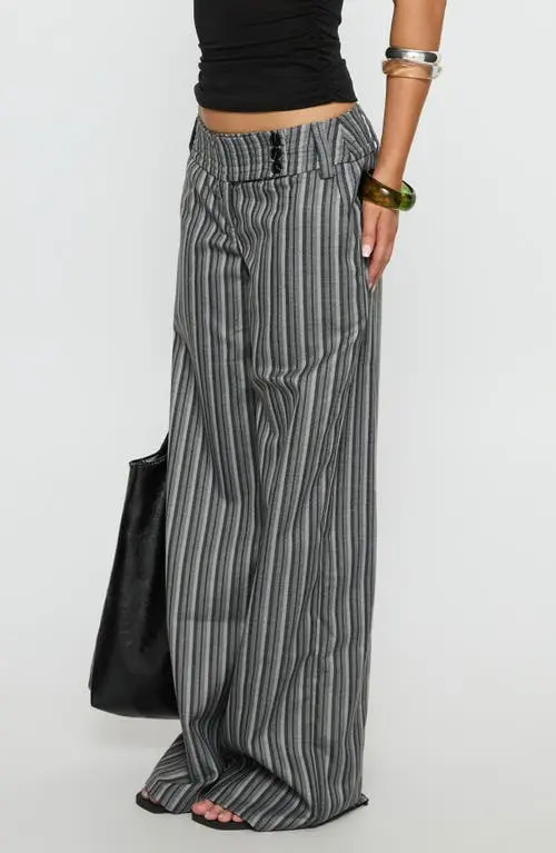 Princess Polly Cedars Stripe Low Rise Wide Leg Pants
