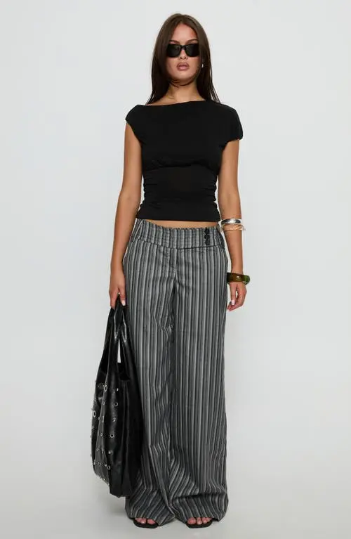 Princess Polly Cedars Stripe Low Rise Wide Leg Pants