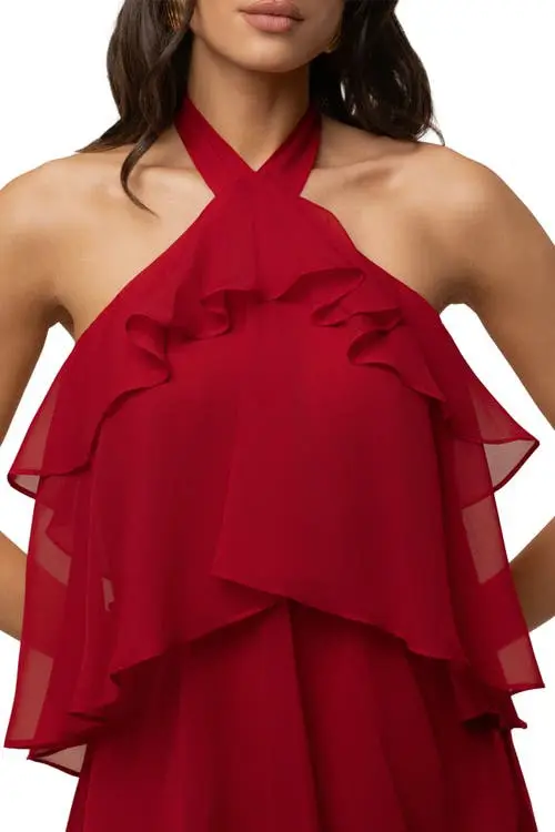 JLUXLABEL Halterneck Tiered Ruffle Maxi Dress