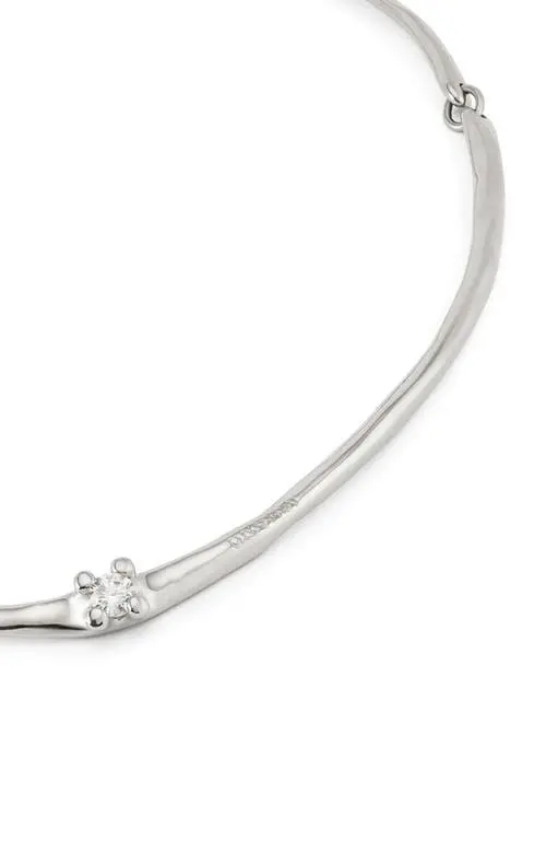 UNODE50 Sterling Rigid Necklace With White Zirconia