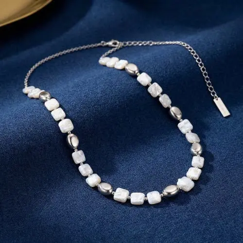 BLISS DIAMOND Pina Square Pearl Necklace