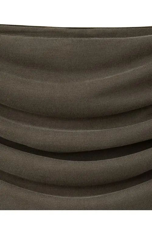 Mango Asymmetrical Draped Strapless Jersey Dress