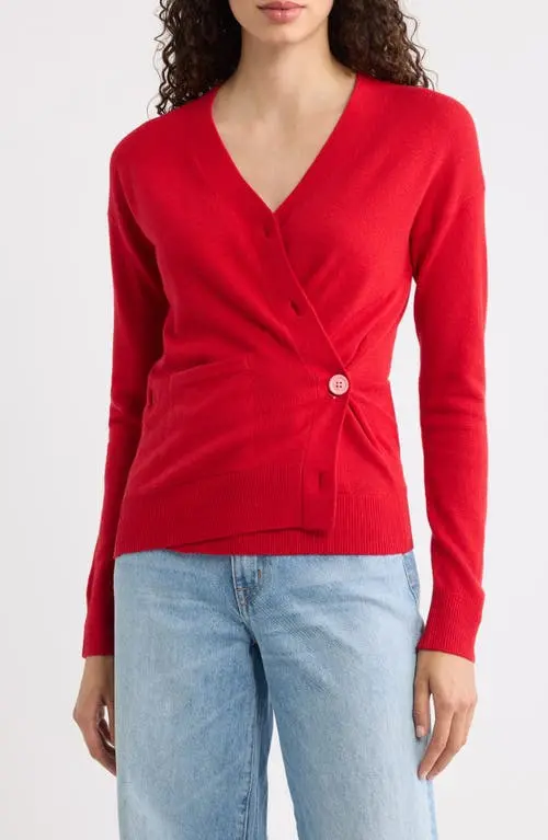 CISSA Wool & Cashmere Wrap Cardigan - Classic Red