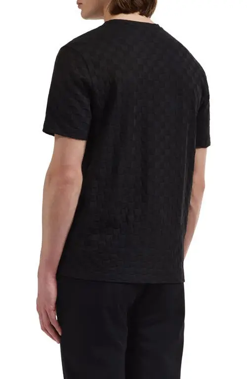 Bugatchi Check Jacquard Mercerized Cotton T-shirt - Black