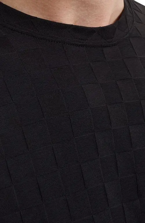 Bugatchi Check Jacquard Mercerized Cotton T-shirt - Black