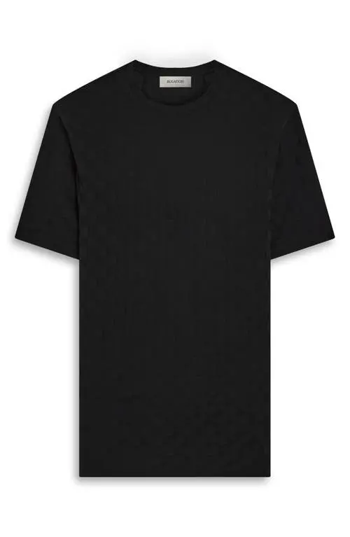 Bugatchi Check Jacquard Mercerized Cotton T-shirt - Black