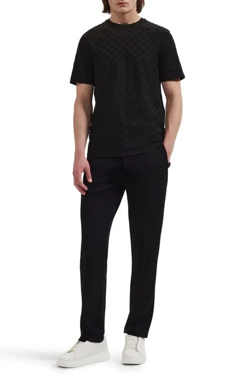 Bugatchi Check Jacquard Mercerized Cotton T-shirt - Black