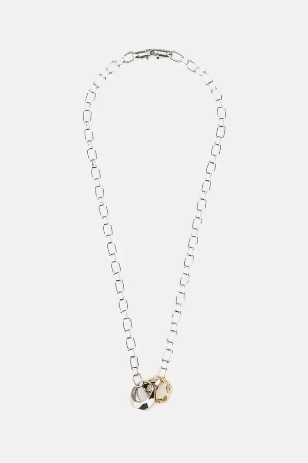 MOI MÊME MILANO Modulée Necklace With Double Rings Charms - Silver