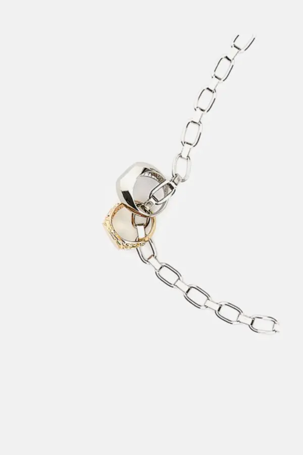 MOI MÊME MILANO Modulée Necklace With Double Rings Charms - Silver