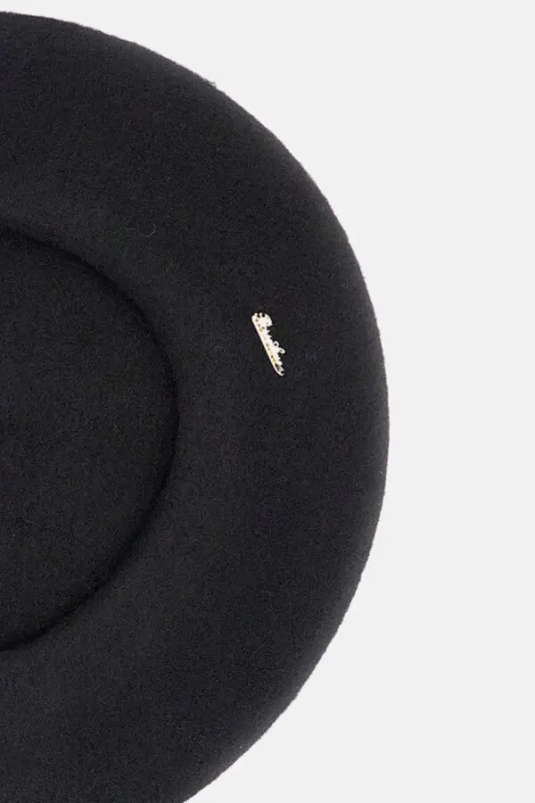 Borsalino Wool Felt Baker Boy Cap With Fur Pom Pom