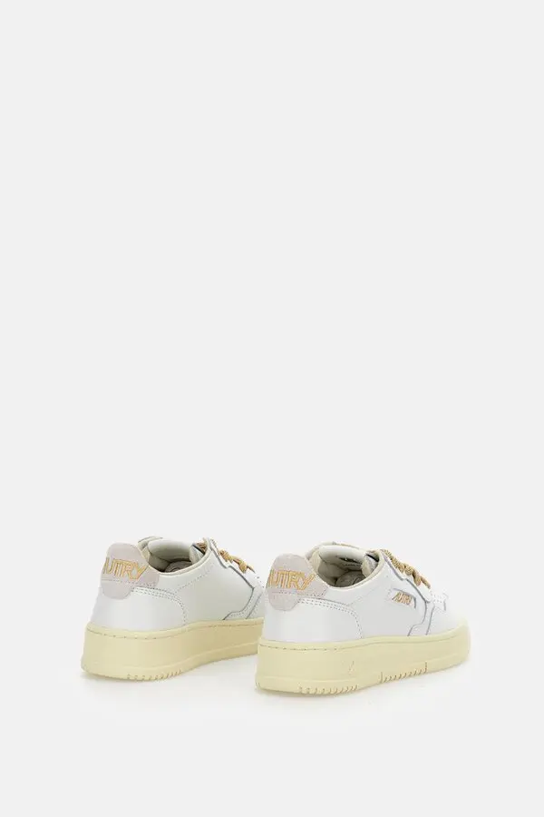 AUTRY Medalist Low Sneakers In Leather And Lurex - Bianco
