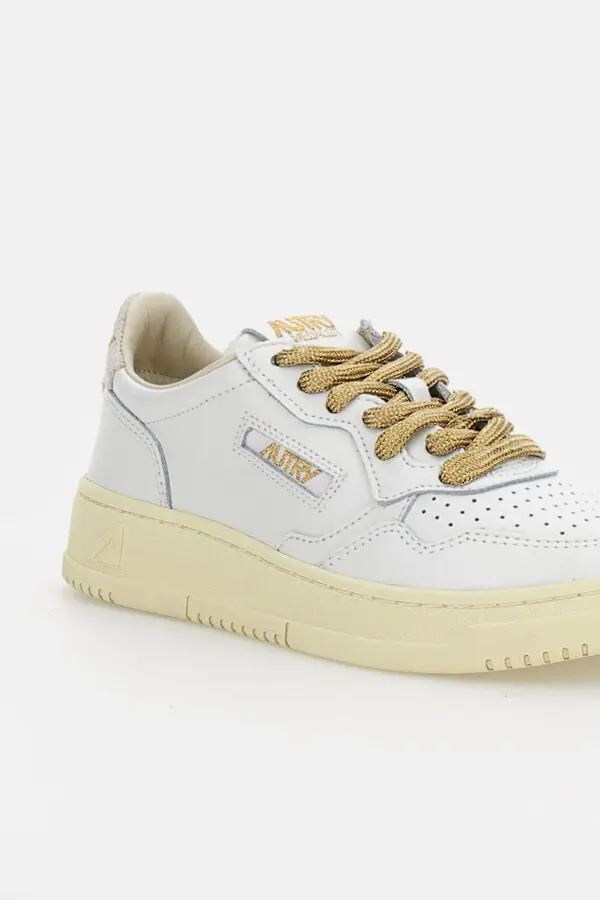 AUTRY Medalist Low Sneakers In Leather And Lurex - Bianco