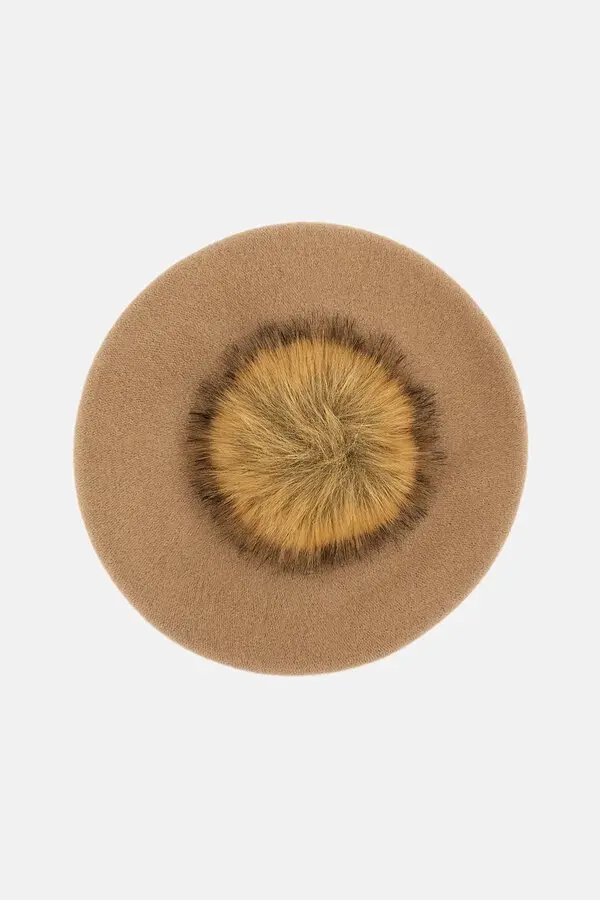 Borsalino Wool Felt Cap With Fur Pom Pom