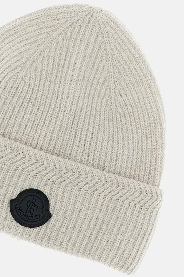 Moncler Ribbed Beanie With Patch Logo