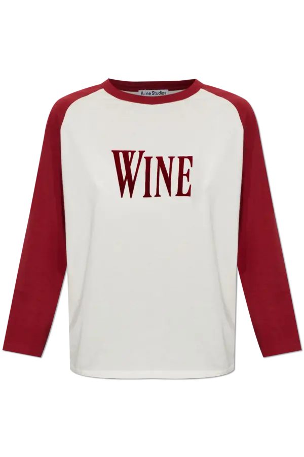 Acne Studios Cotton Long-sleeve T-shirt With "wine" Graphic - Red