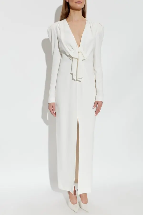 Alessandra Rich Long Sleeve Bow Detail Maxi Dress