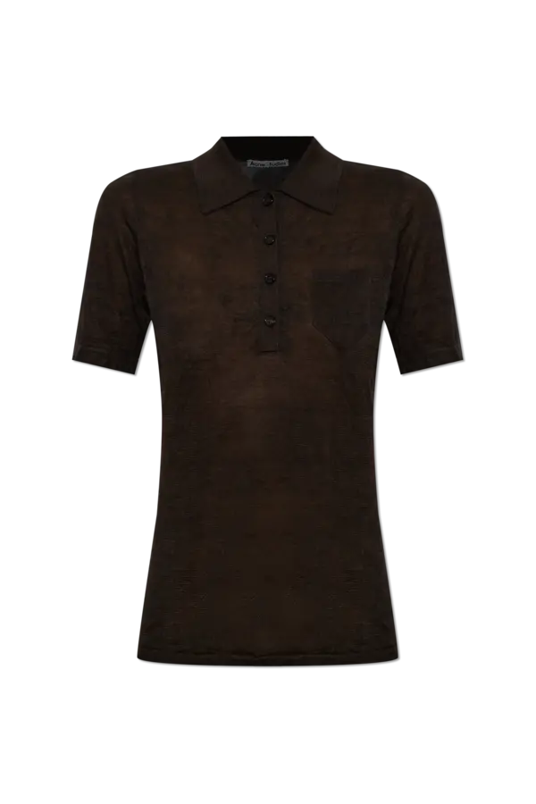Acne Studios Silk Polo Shirt With Pocket - Brown