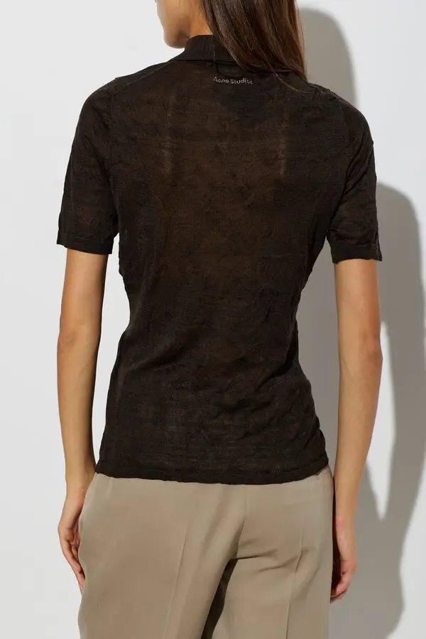 Acne Studios Silk Polo Shirt With Pocket - Brown
