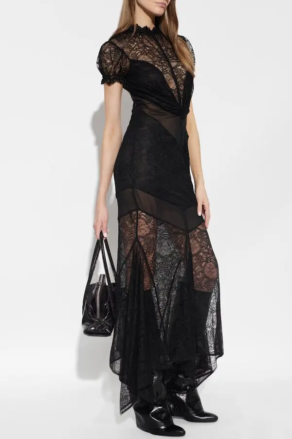 Attico Lace Maxi Dress - Black