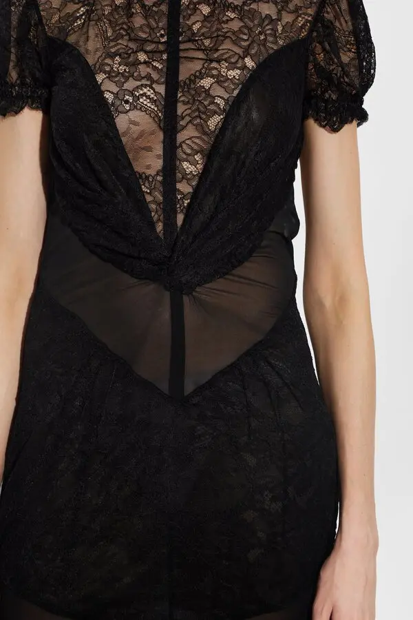 Attico Lace Maxi Dress - Black