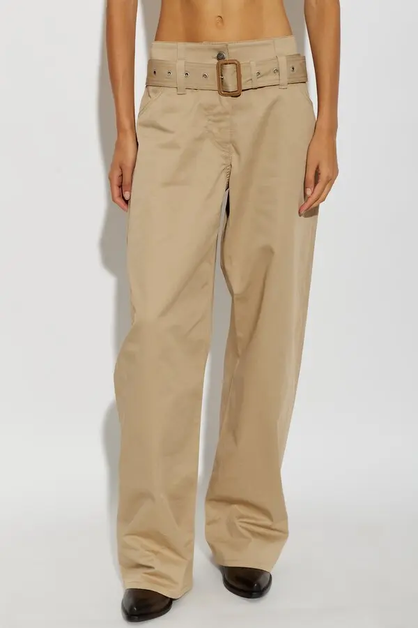 Acne Studios Cotton Belted Trousers - Beige