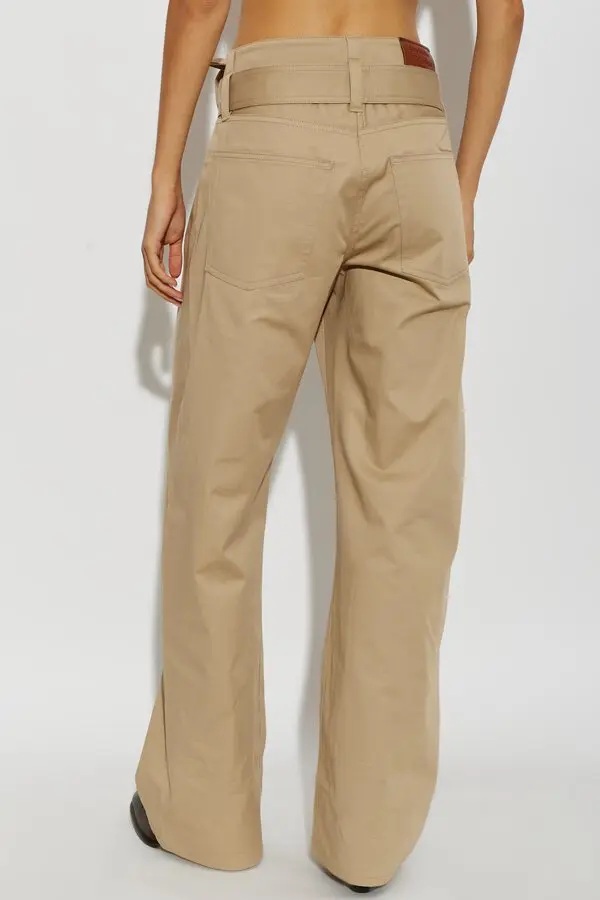 Acne Studios Cotton Belted Trousers - Beige